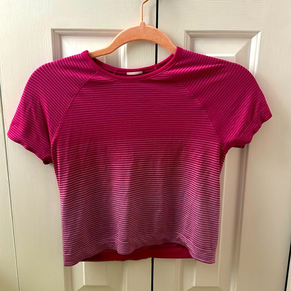 Athleta | Shirts & Tops | Athletic Pink Crop Top With Fading Stripes It ...